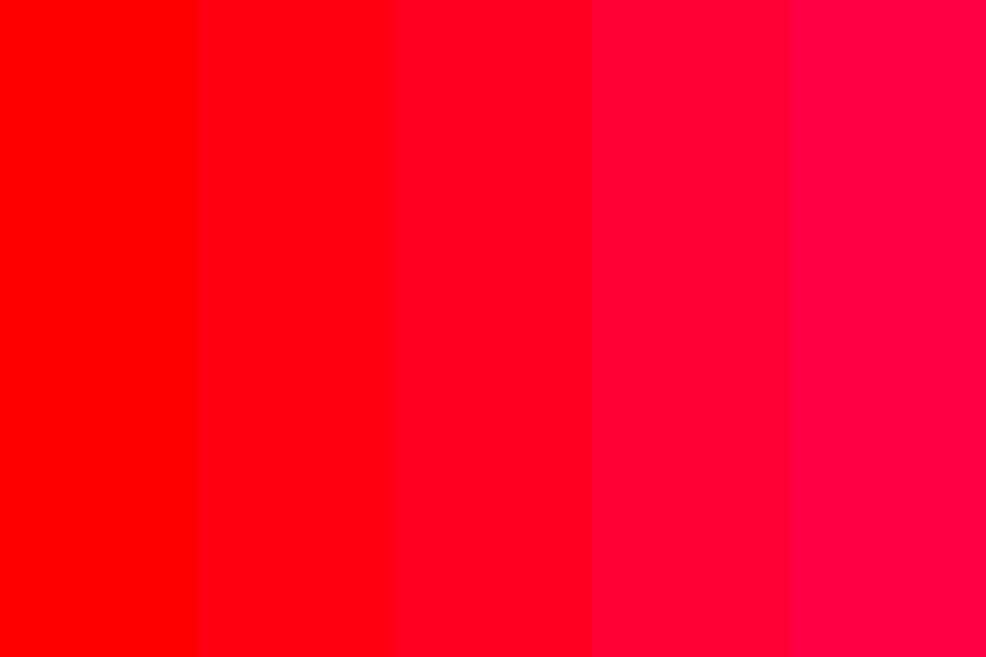 The five shaded of red Color Palette